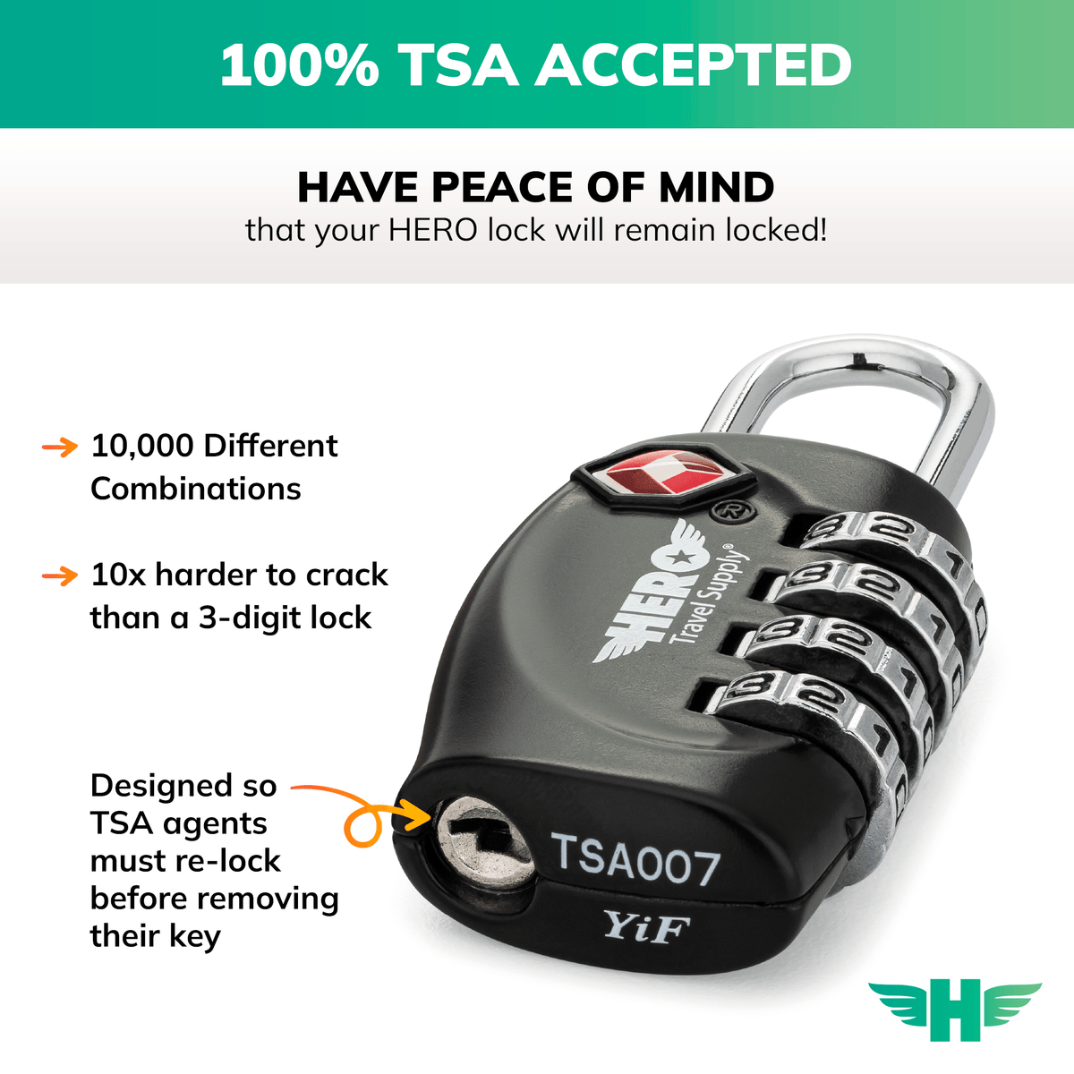 Hero Luggage Lock (2-Pack) – TSA Approved – 4 Digit Combination Padloc ...